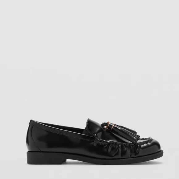 Mango | Shoes | New Mango Black Patent Leather Loafers With Tassels Sz ...